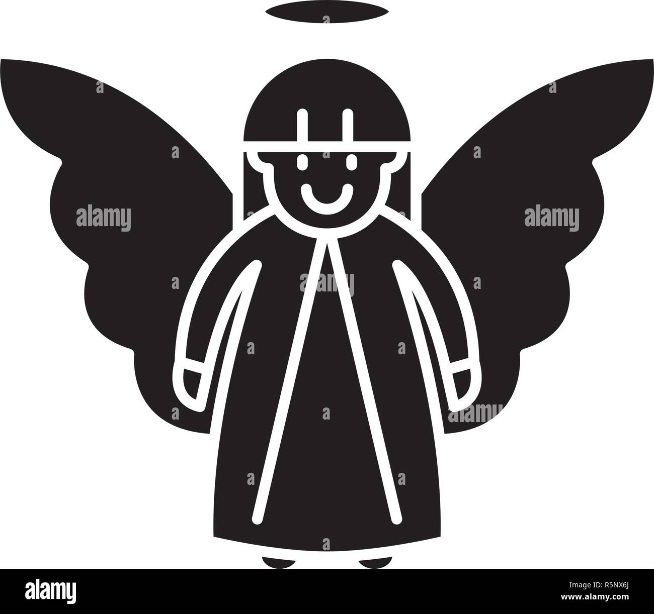 Easter angel black icon, vector sign on isolated background. Easter ...