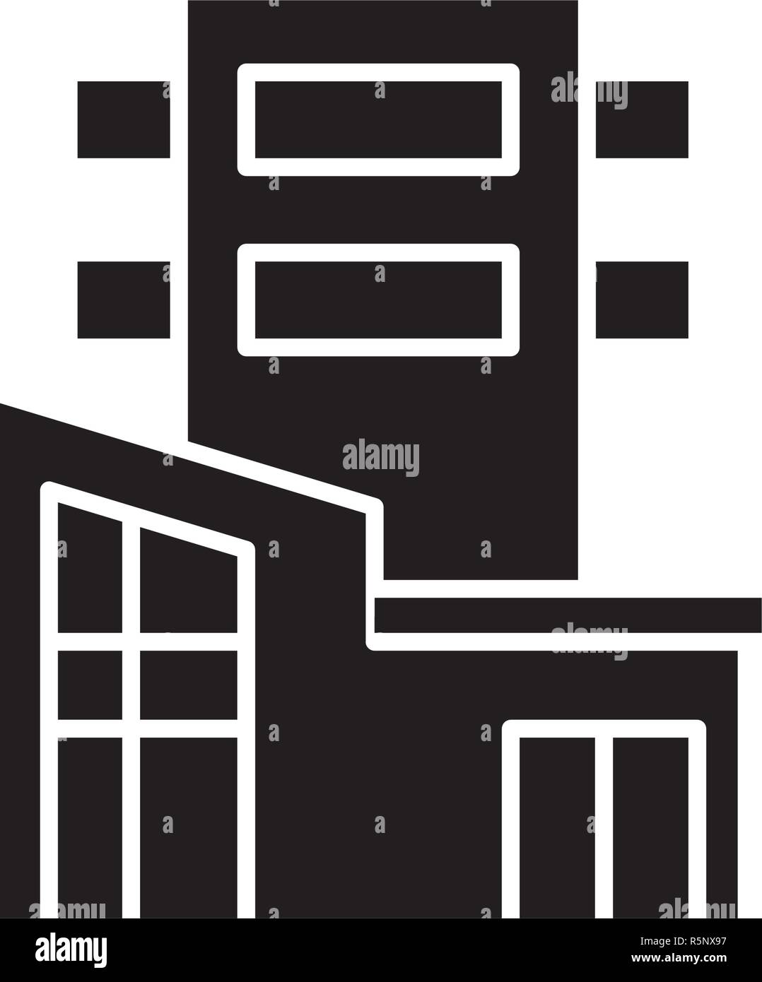 Office building black icon, vector sign on isolated background. Office ...