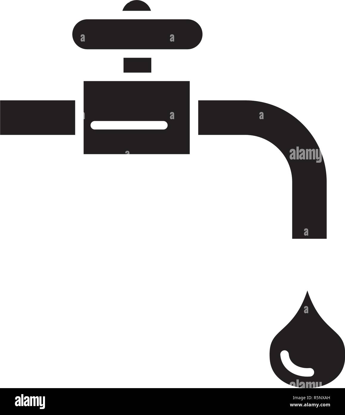 Water tap black icon, vector sign on isolated background. Water tap ...