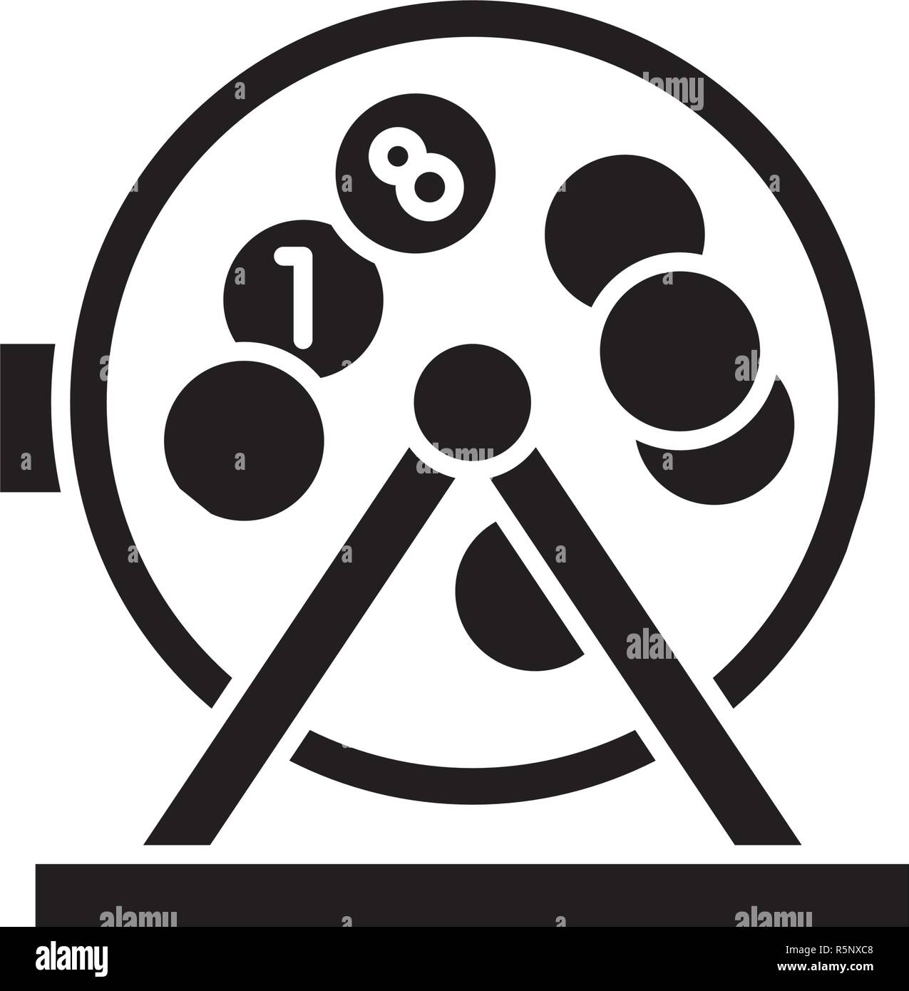 Bingo balls and lotto black icon, vector sign on isolated background ...