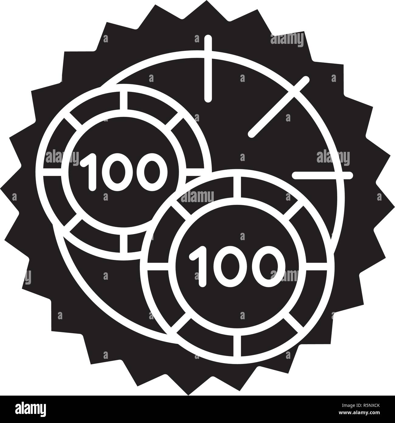 Casino roulette luck black icon, vector sign on isolated background ...