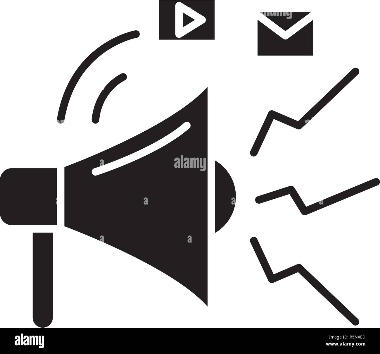 Marketing promotions black icon, vector sign on isolated background ...