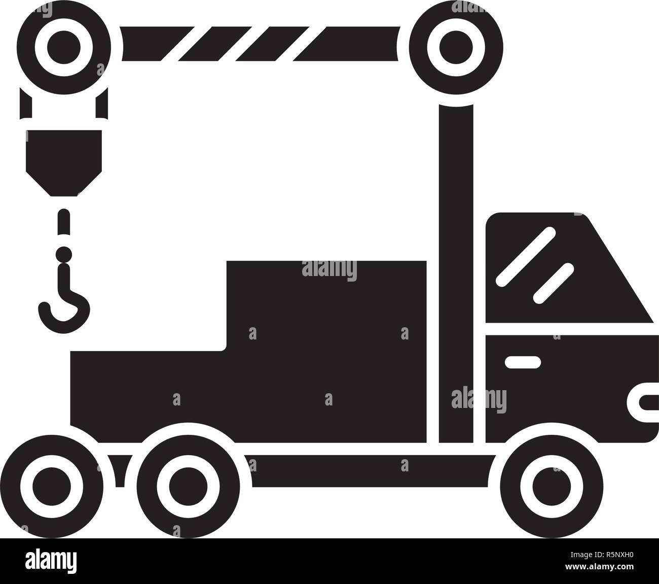 Crane machine black icon, vector sign on isolated background. Crane ...