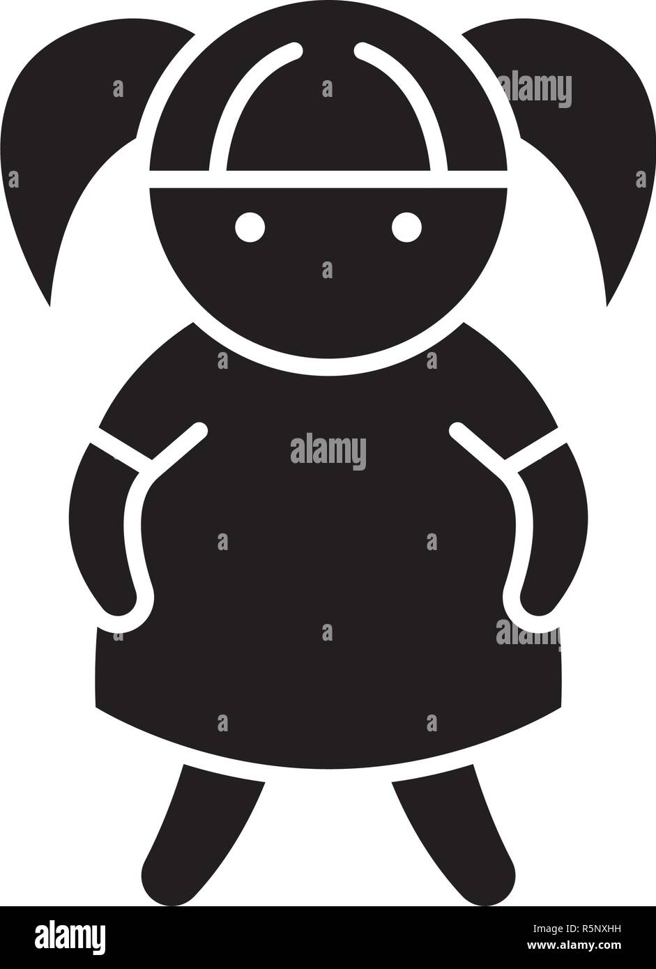 Doll black icon, vector sign on isolated background. Doll concept ...