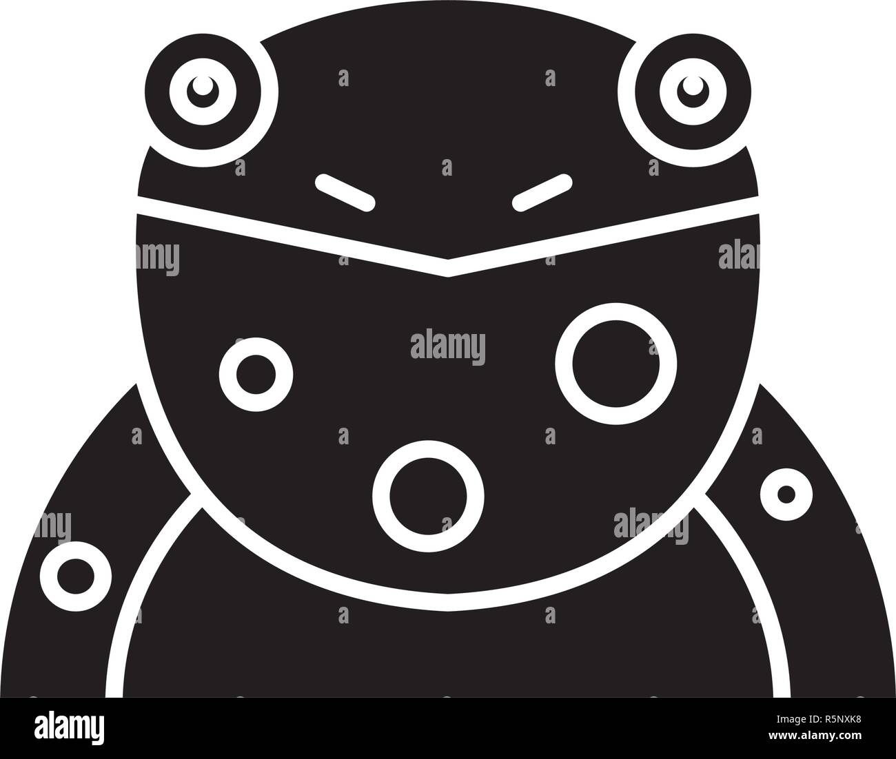 Funny frog black icon, vector sign on isolated background. Funny frog ...