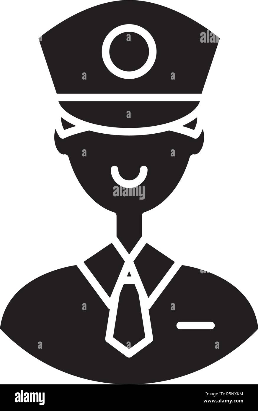 Policeman black icon, vector sign on isolated background. Policeman ...
