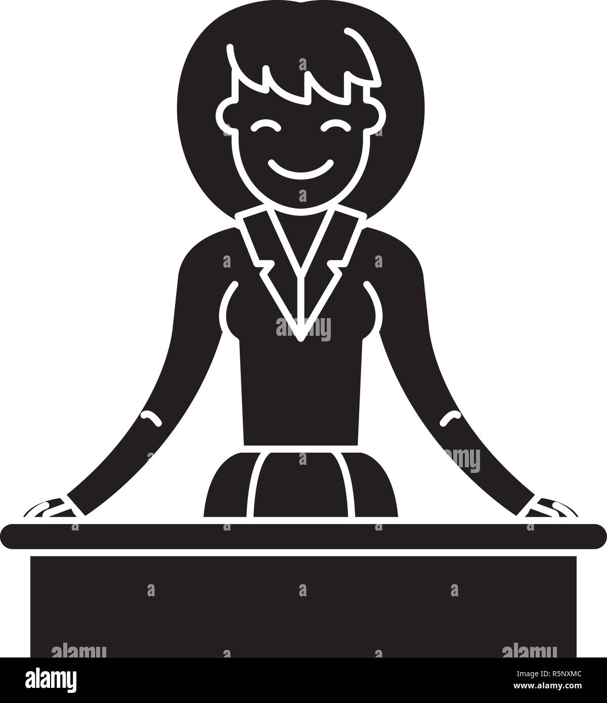 Women's lecture black icon, vector sign on isolated background. Women's ...