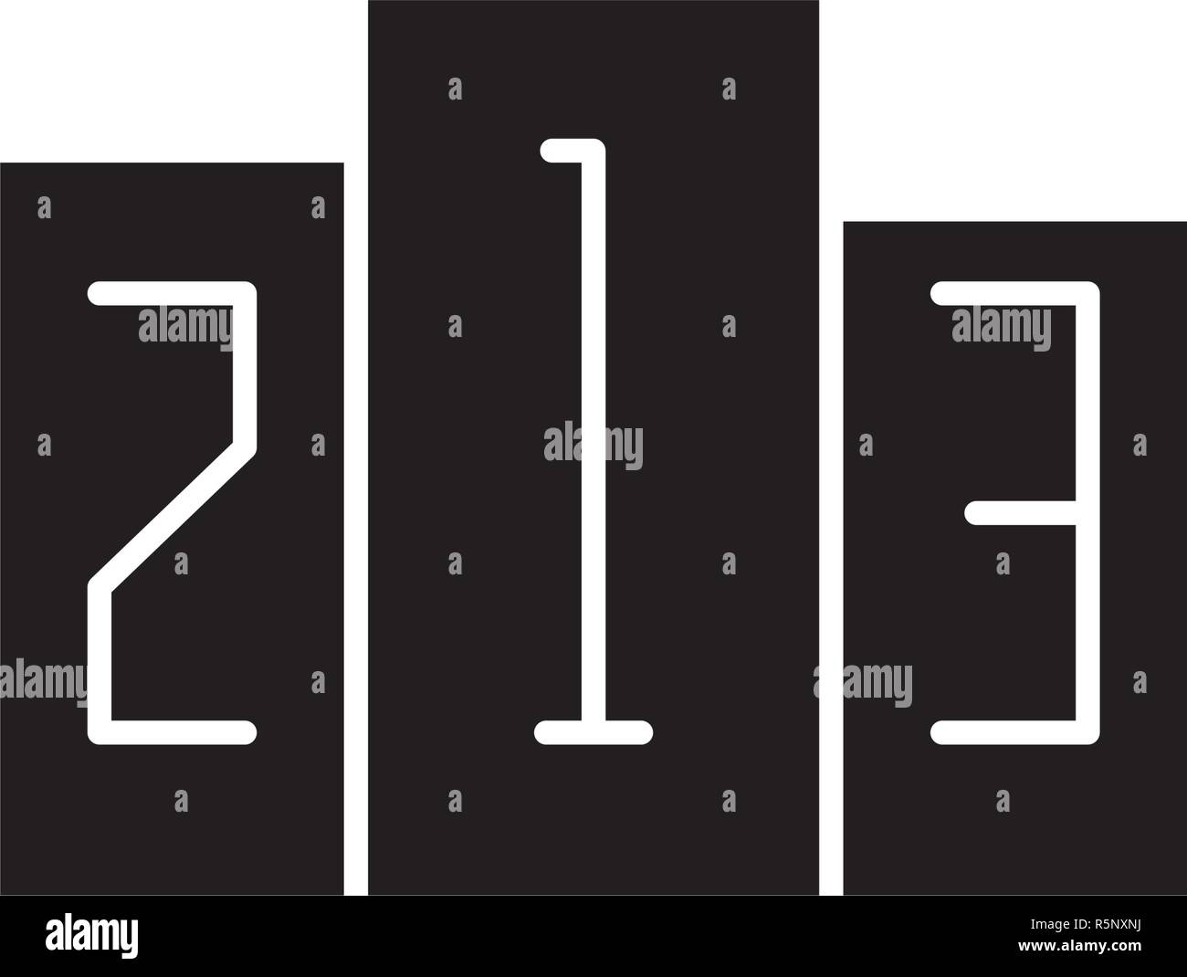 First Second And Third Place Black Icon Vector Sign On Isolated