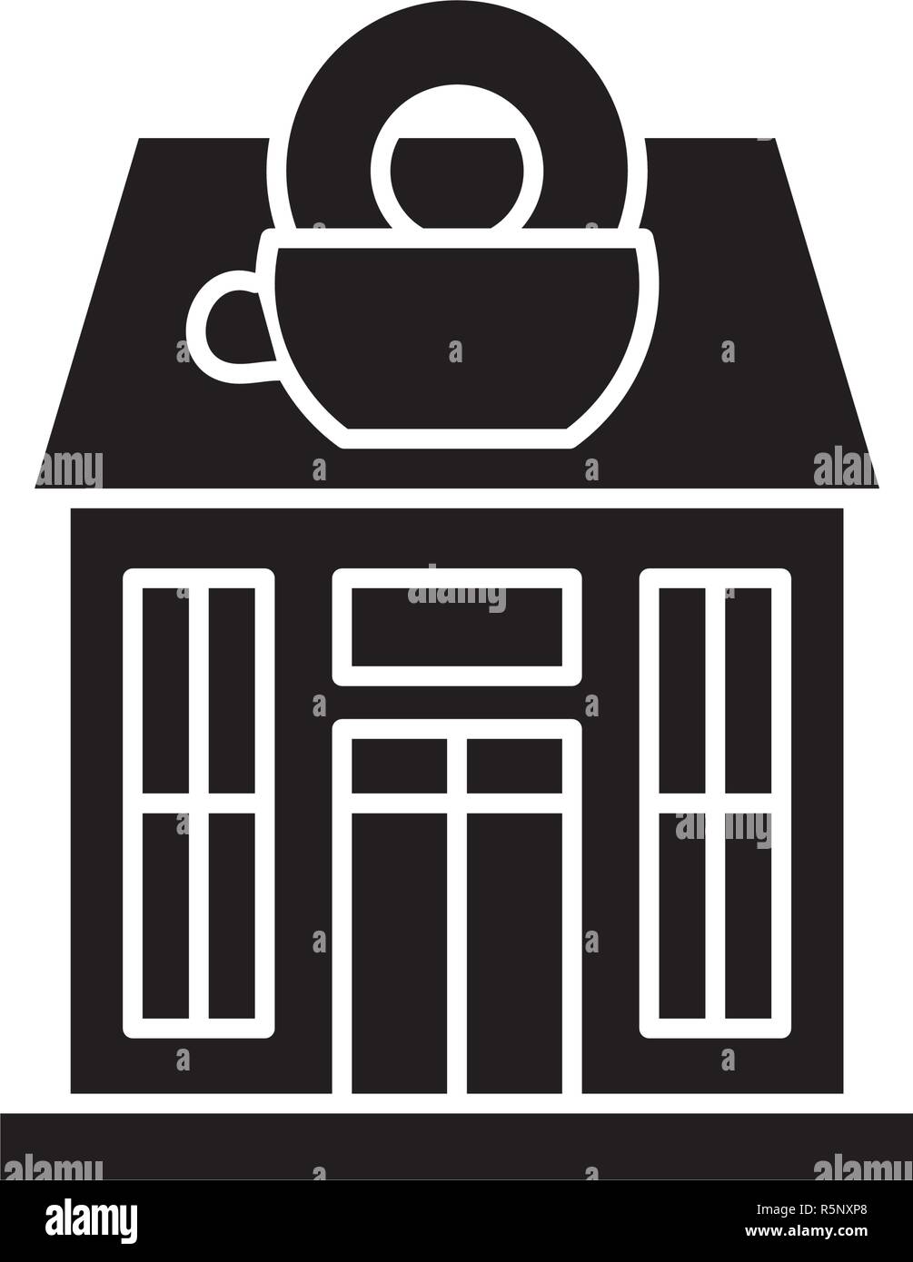 Coffee house black icon, vector sign on isolated background. Coffee ...