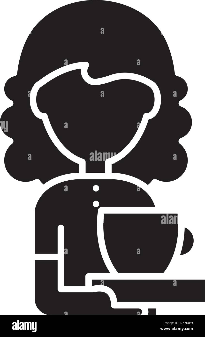 Coffee lover black icon, vector sign on isolated background. Coffee ...