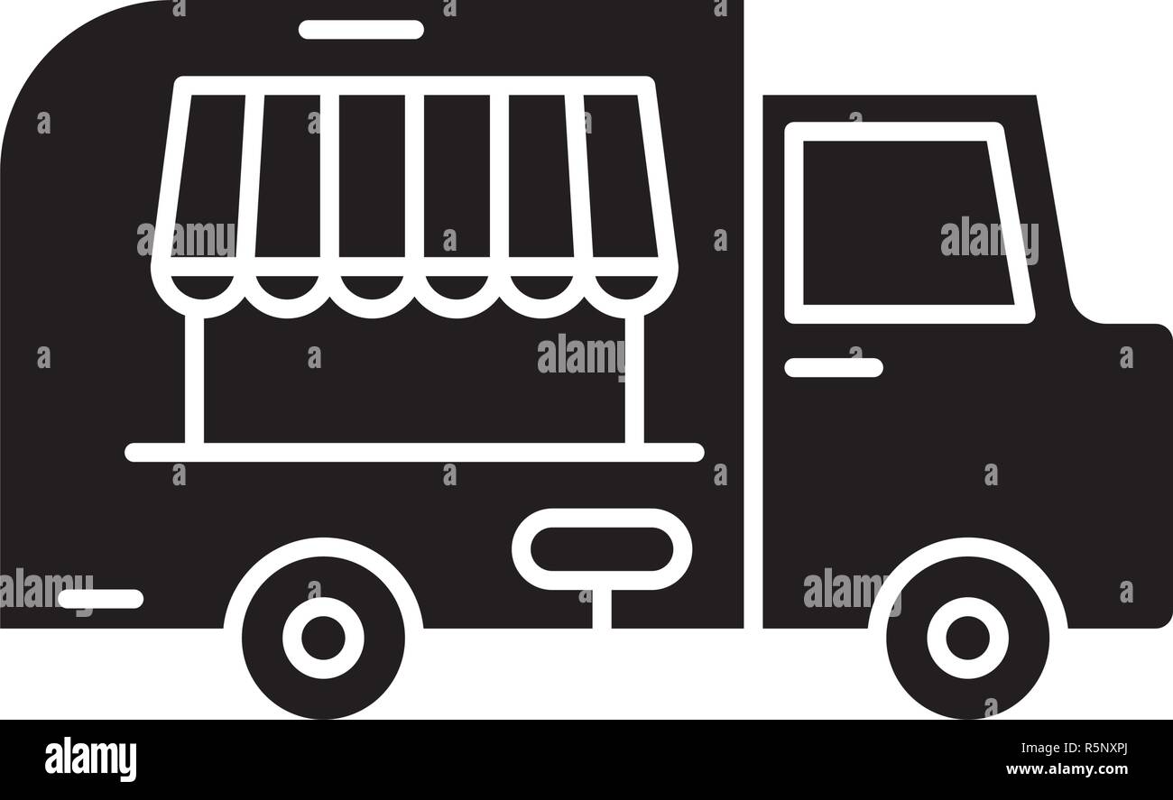 Food track black icon, vector sign on isolated background. Food track ...