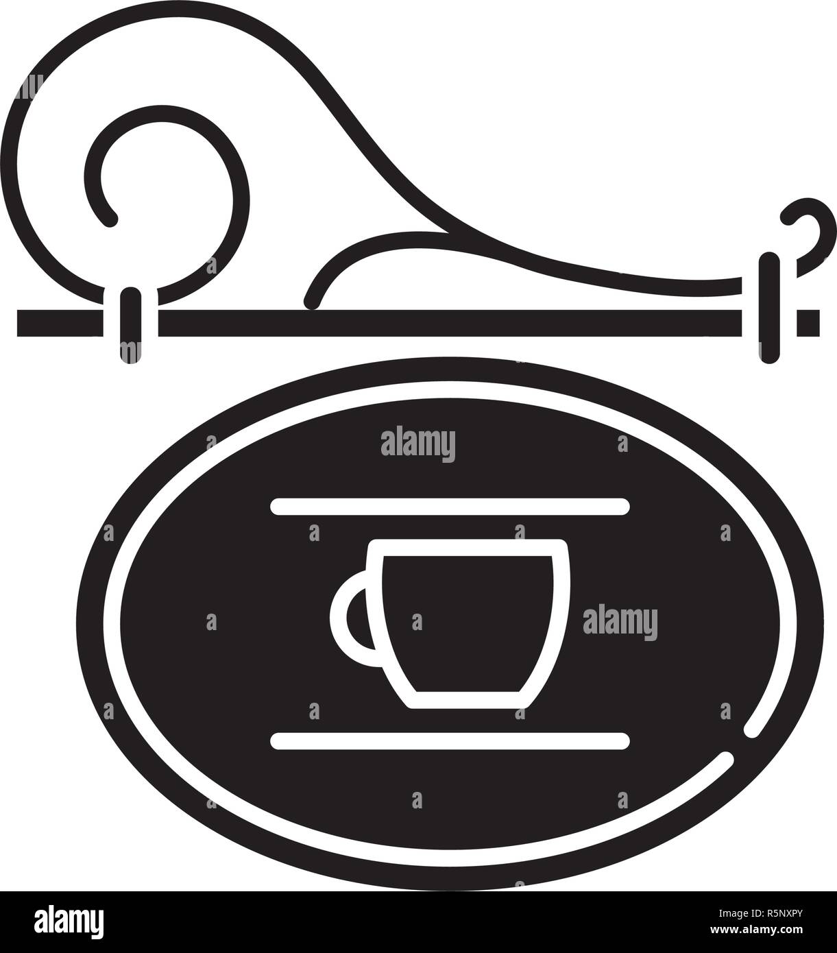 Signboard cafe black icon, vector sign on isolated background ...
