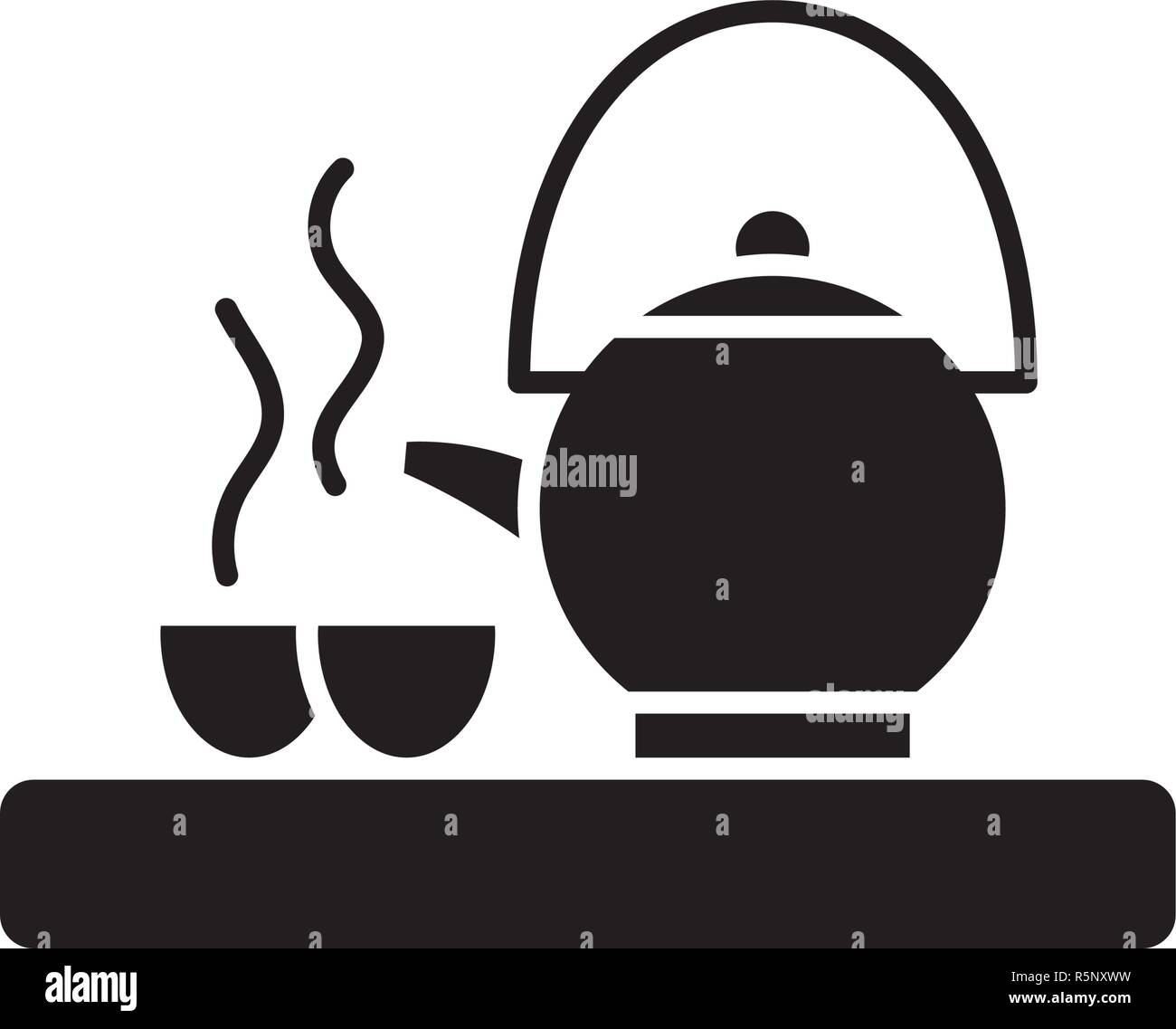 Asian tea black icon, vector sign on isolated background. Asian tea ...