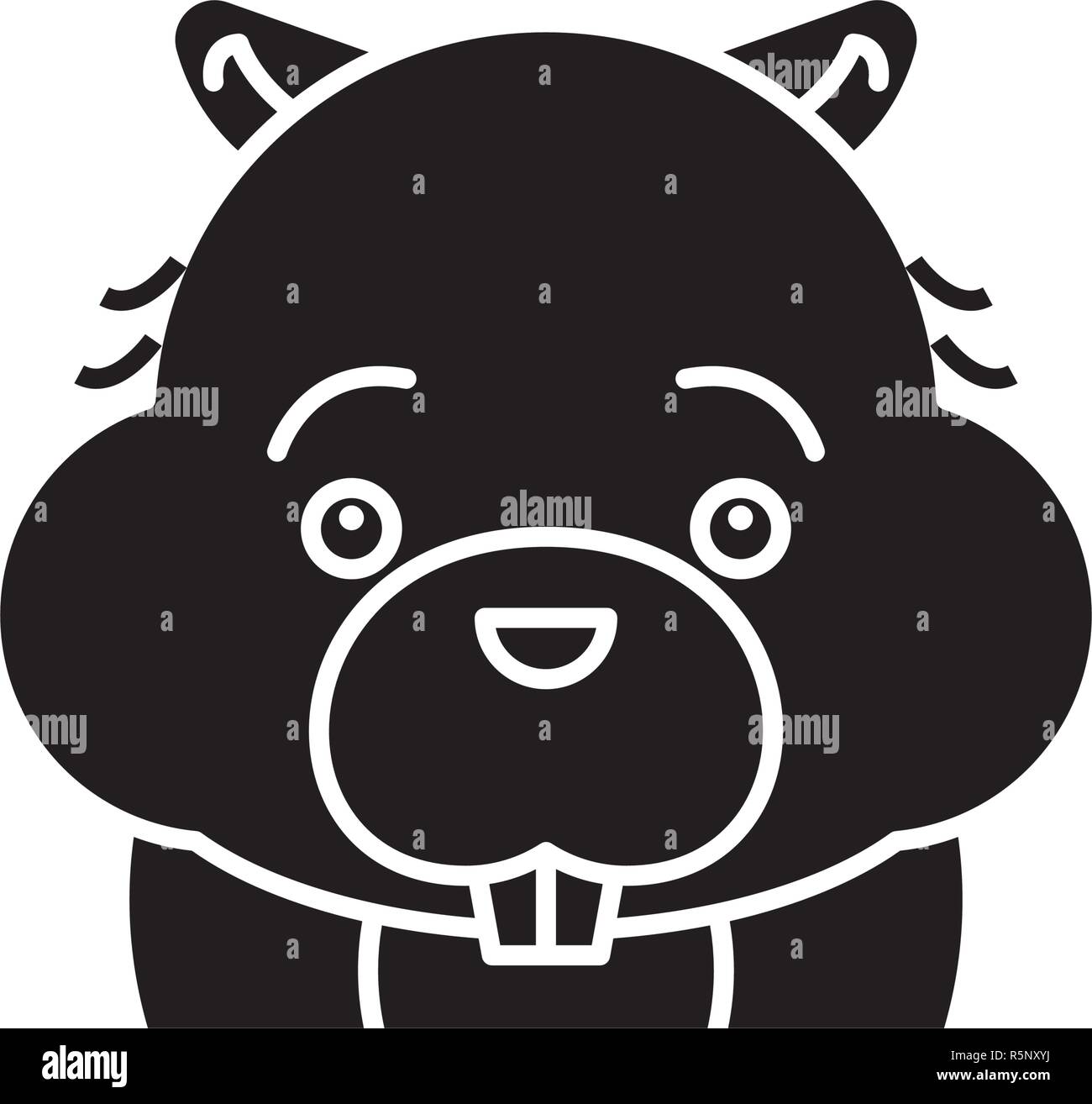 Funny beaver black icon, vector sign on isolated background. Funny ...