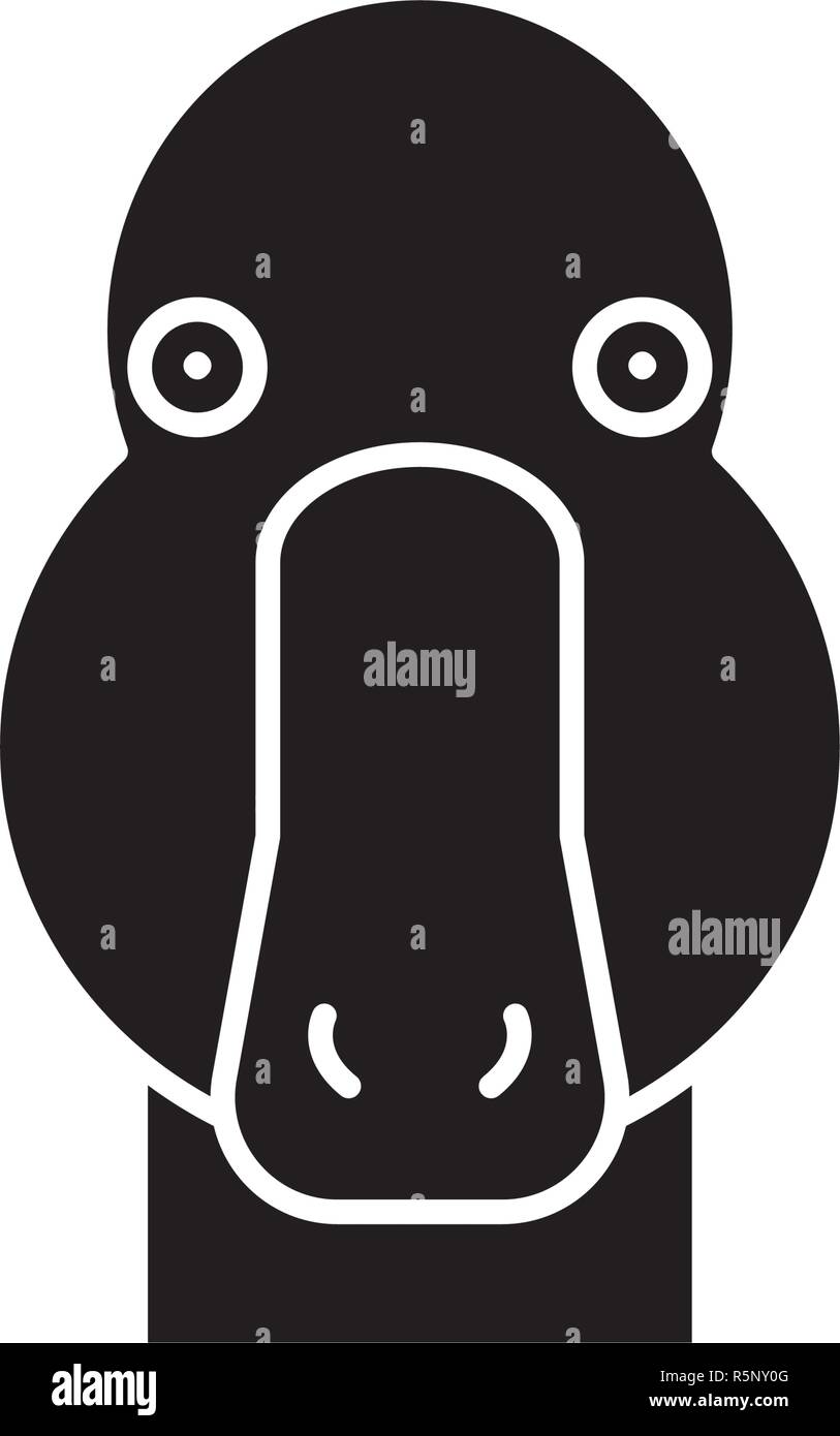 Funny duck black icon, vector sign on isolated background. Funny duck ...