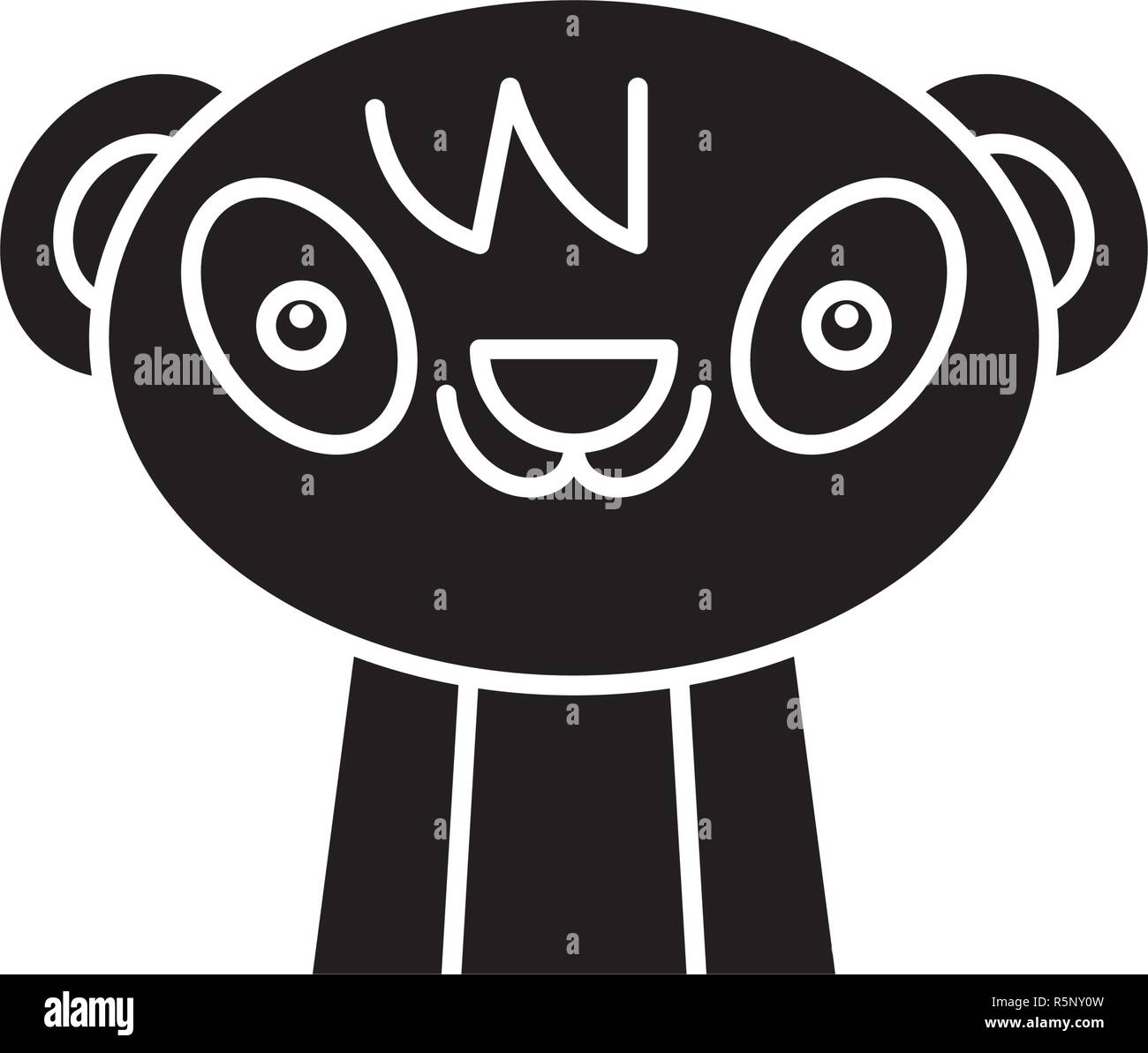 Cute panda black icon, vector sign on isolated background. Cute panda ...
