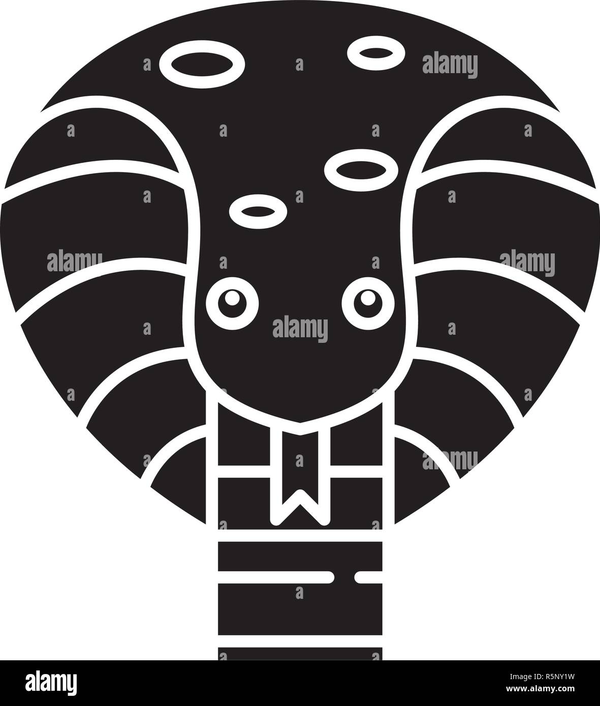 Cute snake black icon, vector sign on isolated background. Cute snake ...