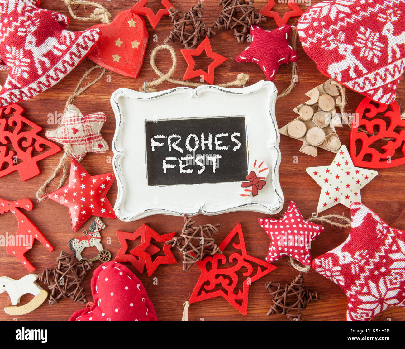 rustic background with christmas decoration Stock Photo - Alamy