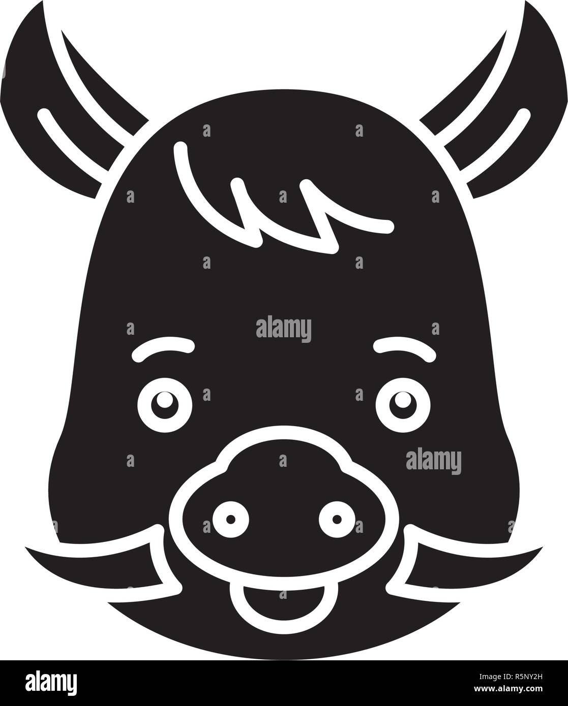 Funny boar black icon, vector sign on isolated background. Funny boar ...