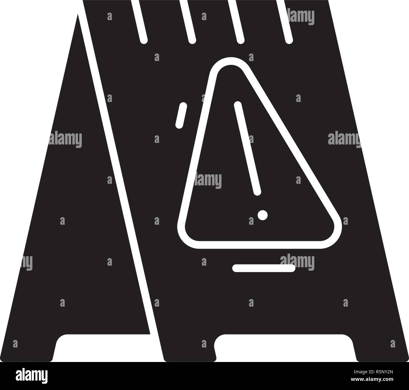 Caution signpost black icon, vector sign on isolated background ...
