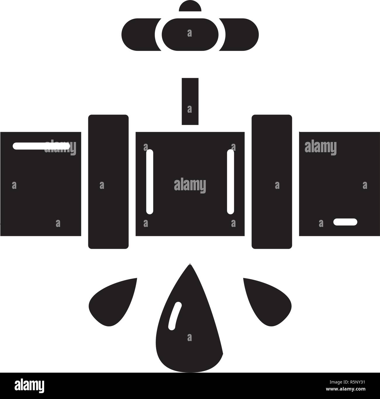 Water pipes black icon, vector sign on isolated background. Water pipes ...