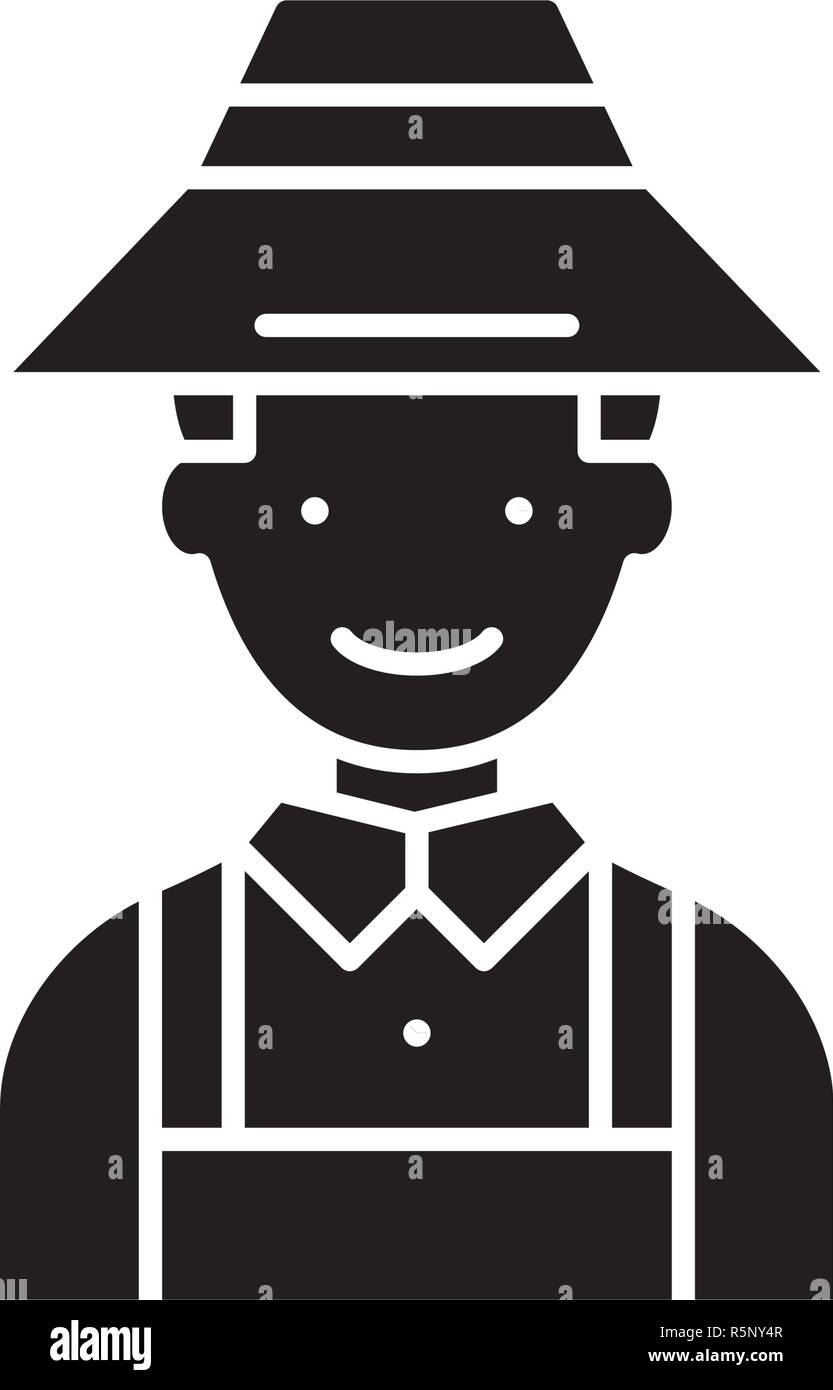 Farmer black icon, vector sign on isolated background. Farmer concept ...