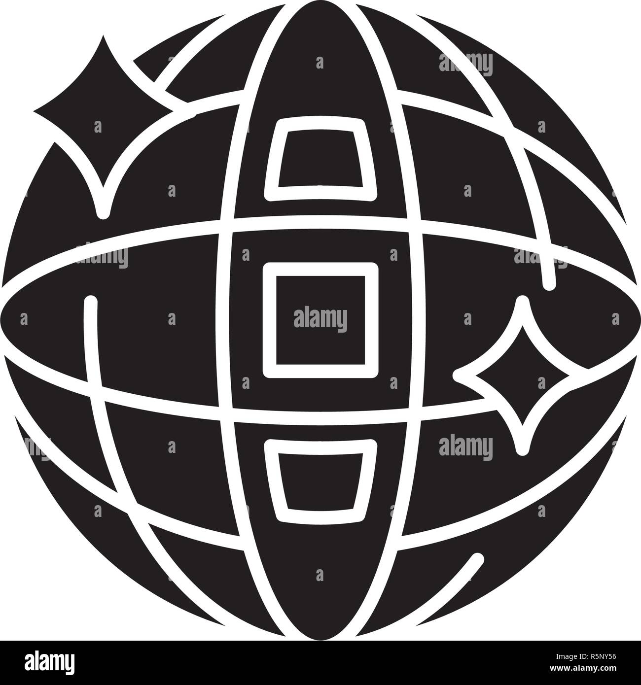 Disco ball black icon, vector sign on isolated background. Disco ball ...