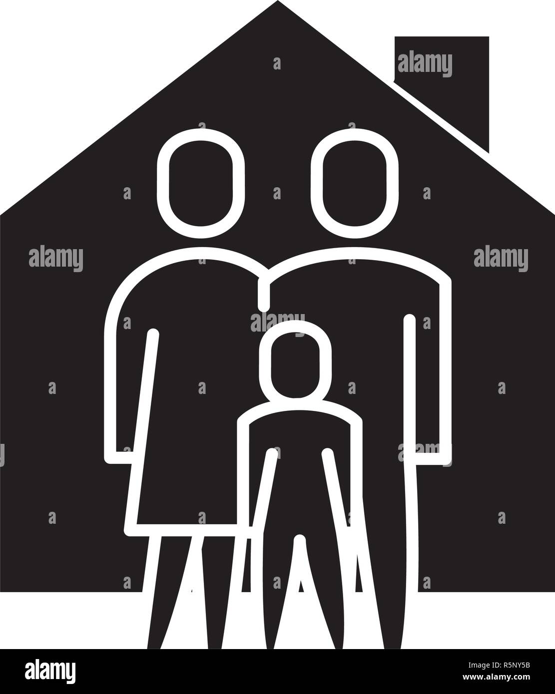 Family comfort black icon, vector sign on isolated background. Family ...