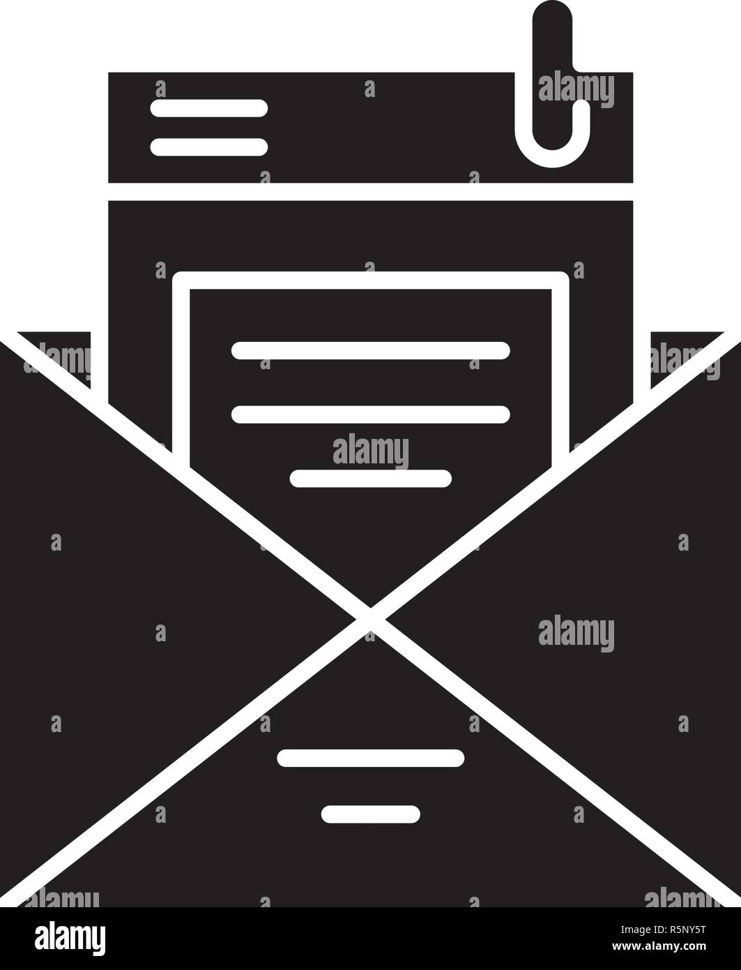 Mailing list black icon, vector sign on isolated background. Mailing ...