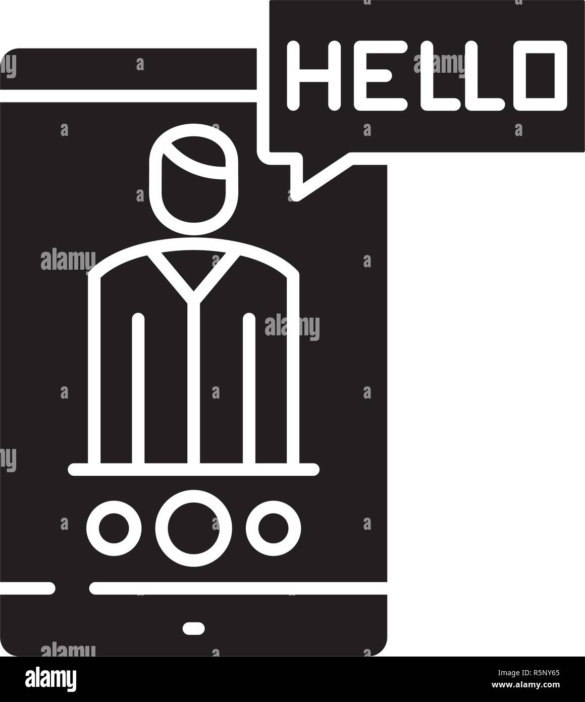 Video conference black icon, vector sign on isolated background. Video ...