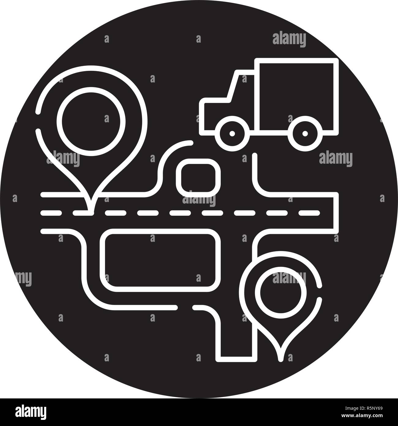 Route Navigation Black Icon Vector Sign On Isolated Background Route