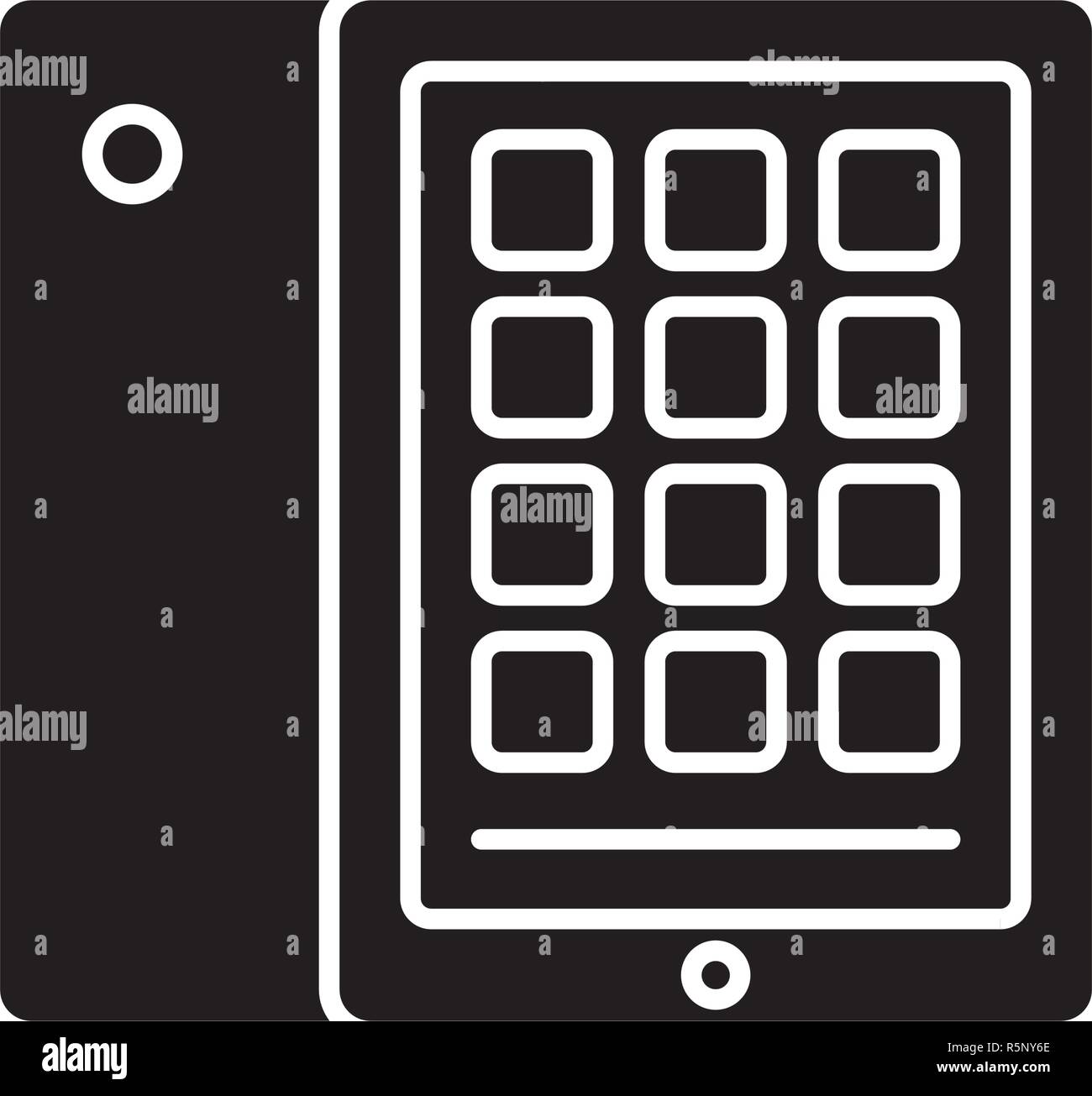 Tablet and case black icon, vector sign on isolated background. Tablet ...