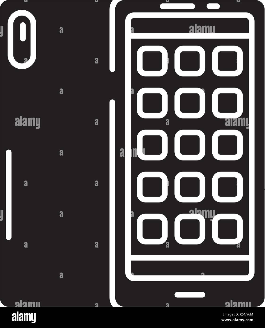 Smartphone applications black icon, vector sign on isolated background ...