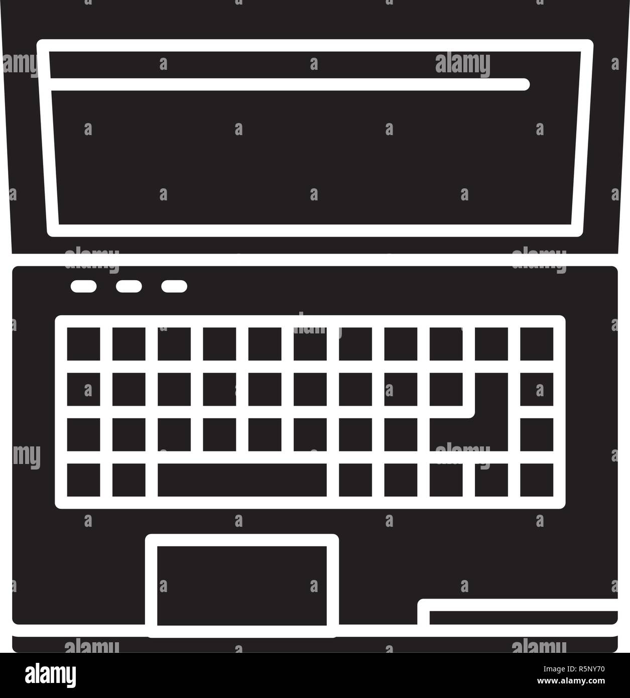 Powerful laptop black icon, vector sign on isolated background ...