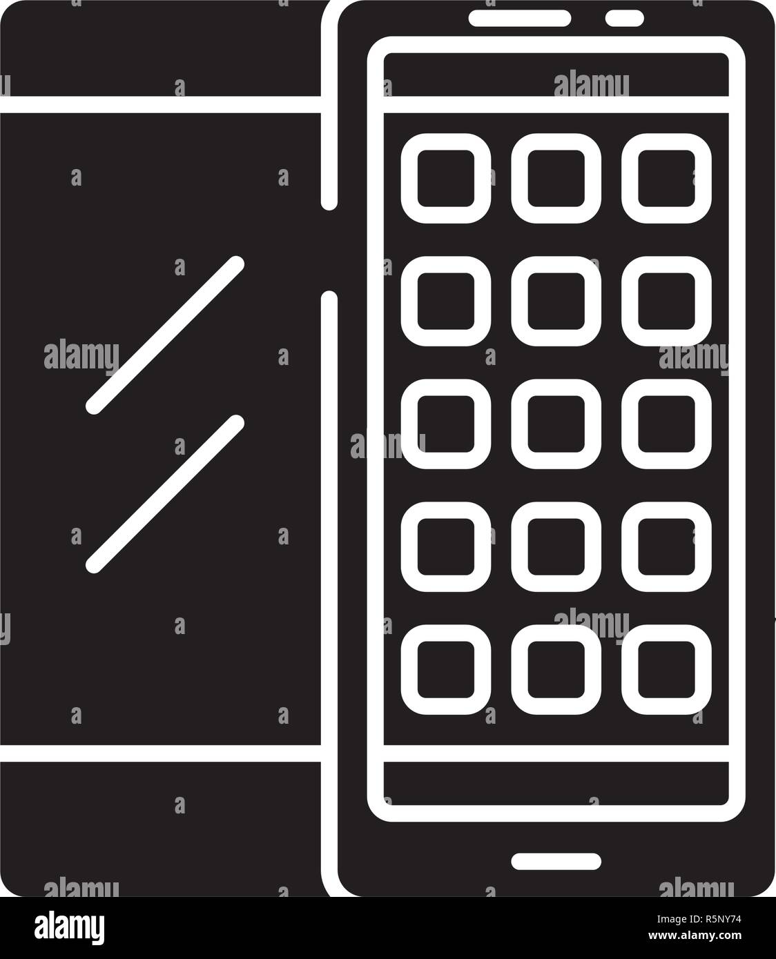 Mobile applications black icon, vector sign on isolated background ...