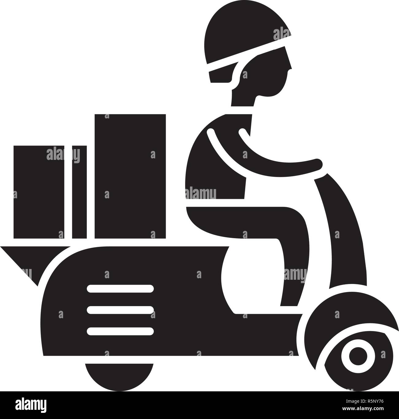 Courier on a motor scooter black icon, vector sign on isolated ... Courier on a motor scooter black icon, vector sign on isolated ...