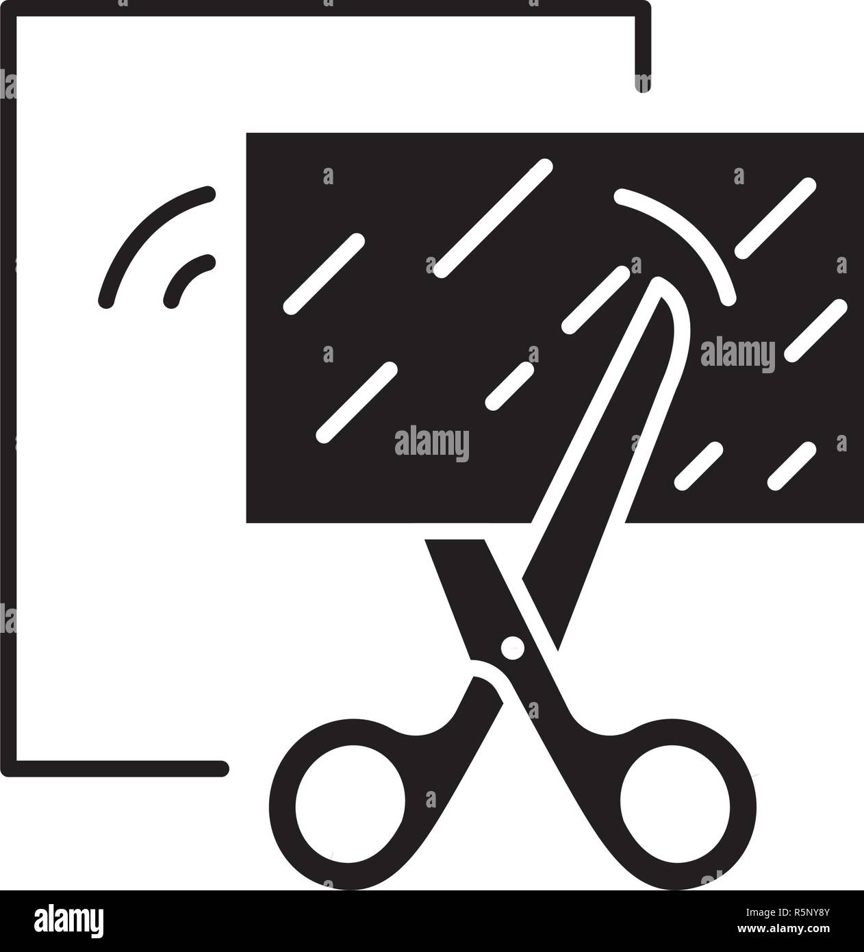 Paper cutting black icon, vector sign on isolated background. Paper ...