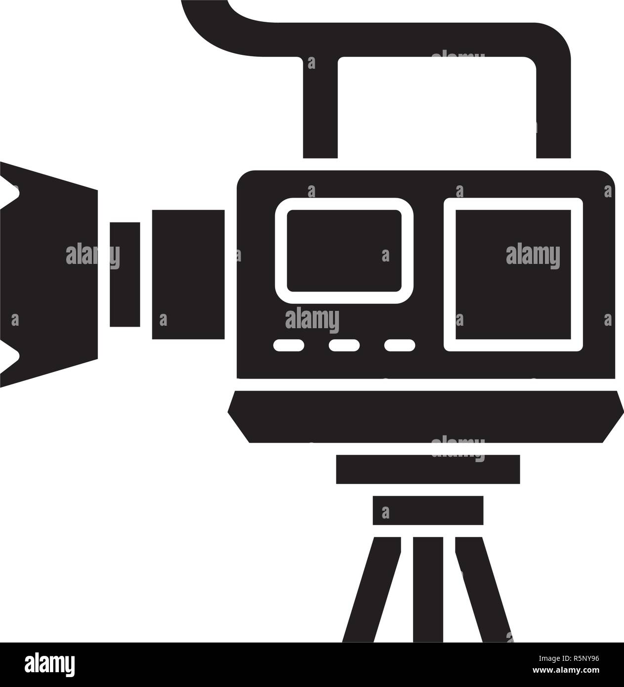 Professional video camera black icon, vector sign on isolated ...