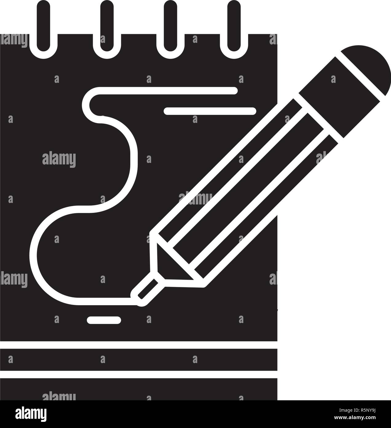 Diary notes black icon, vector sign on isolated background. Diary notes ...