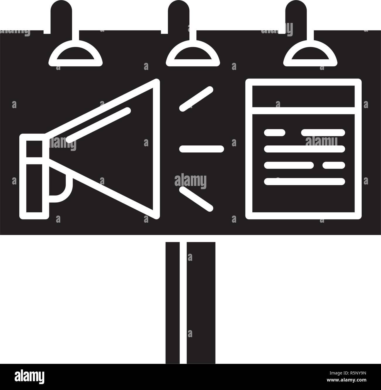 Outdoor advertising banner black icon, vector sign on isolated ...