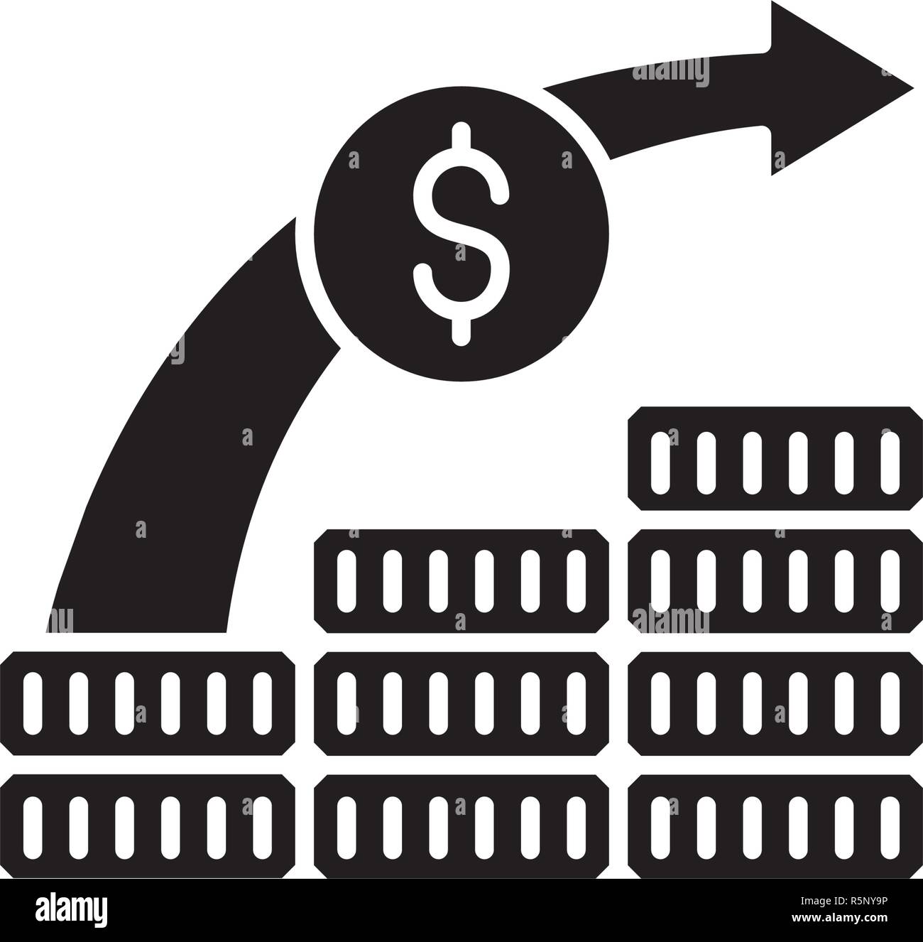 Investment system black icon, vector sign on isolated background ...