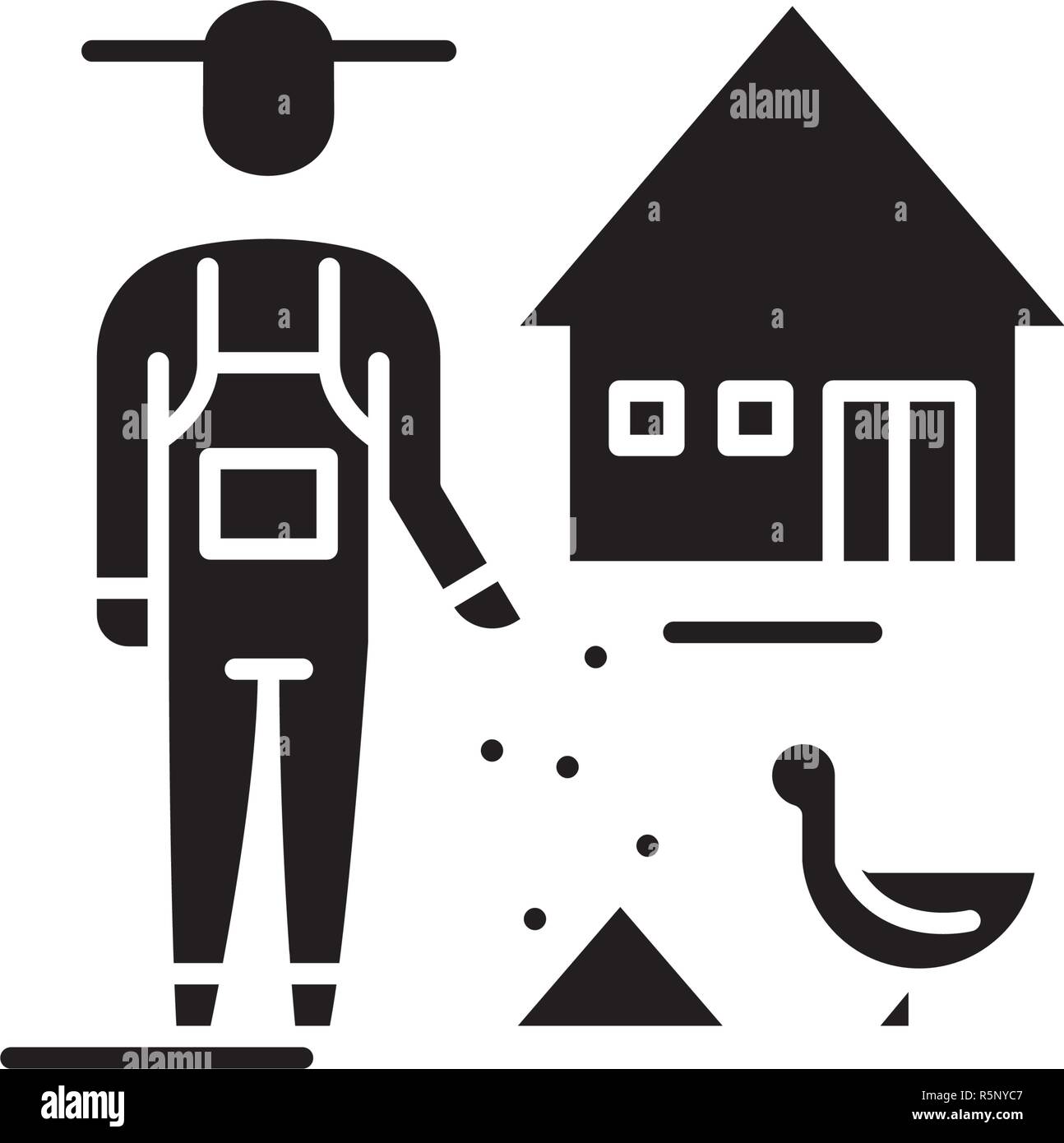 Poultry farming black icon, vector sign on isolated background. Poultry ...