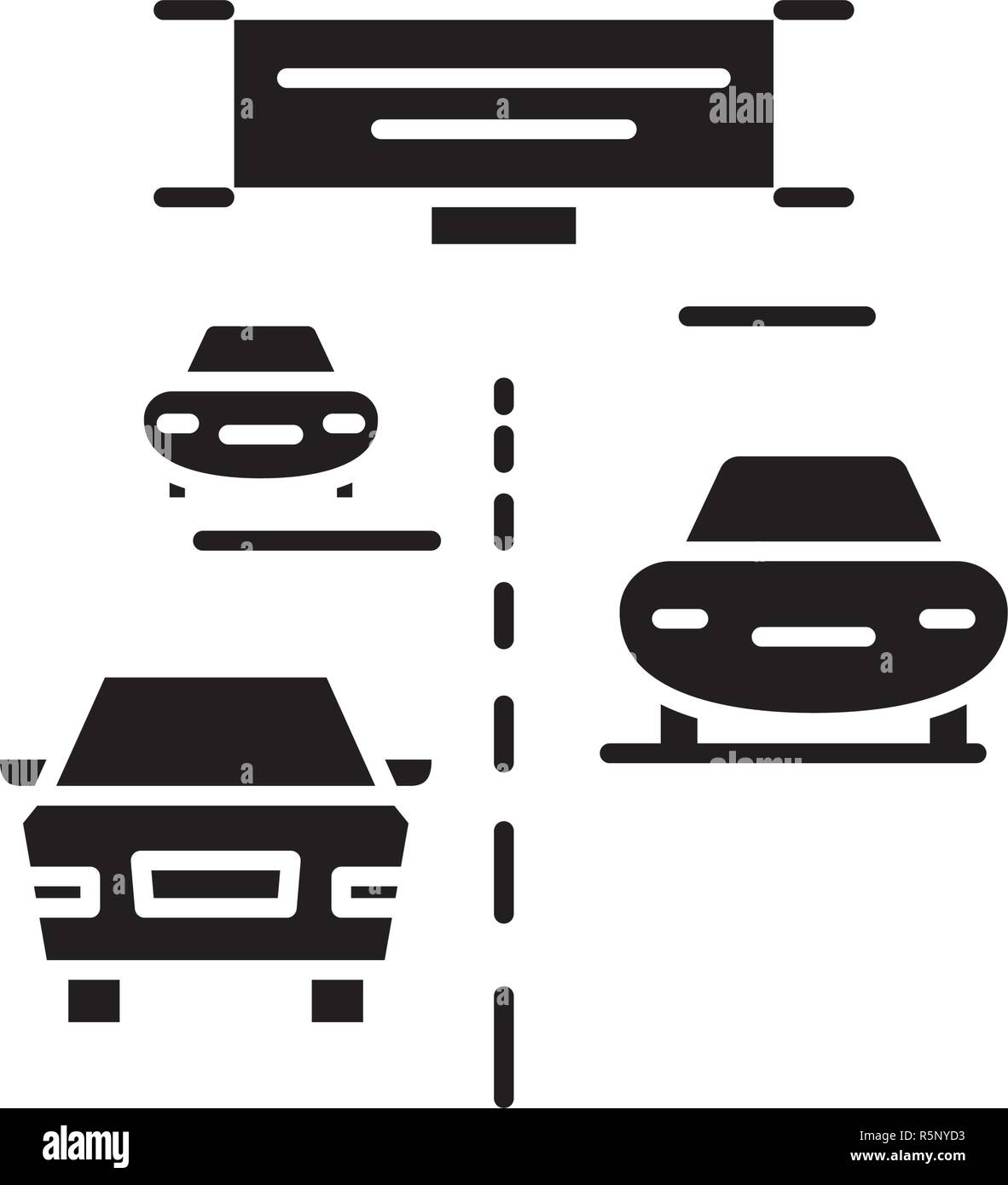 Highway Black Icon Vector Sign On Isolated Background Highway Concept