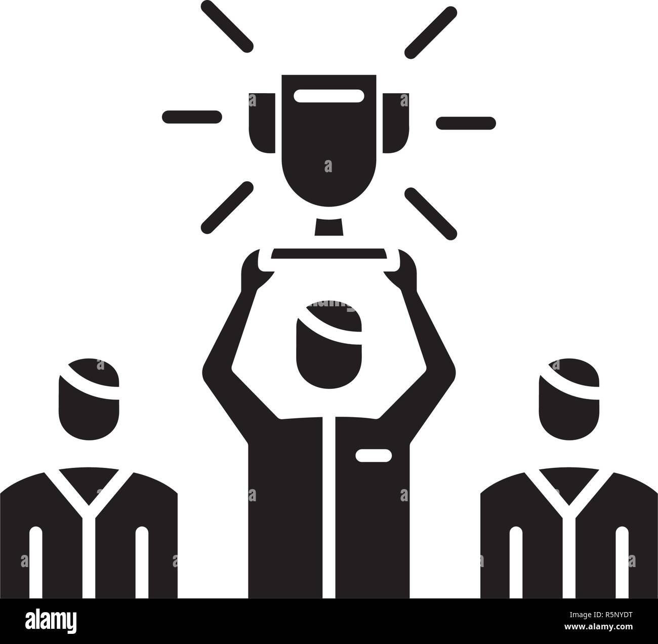 Team leader black icon, vector sign on isolated background. Team leader ...