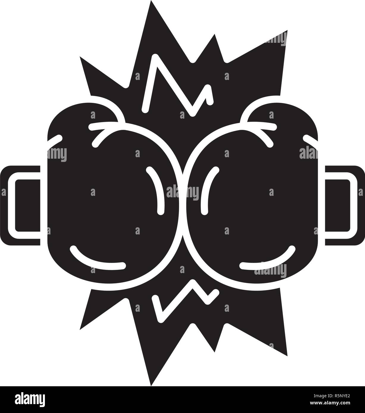 Boxing tournament black icon, vector sign on isolated background ...