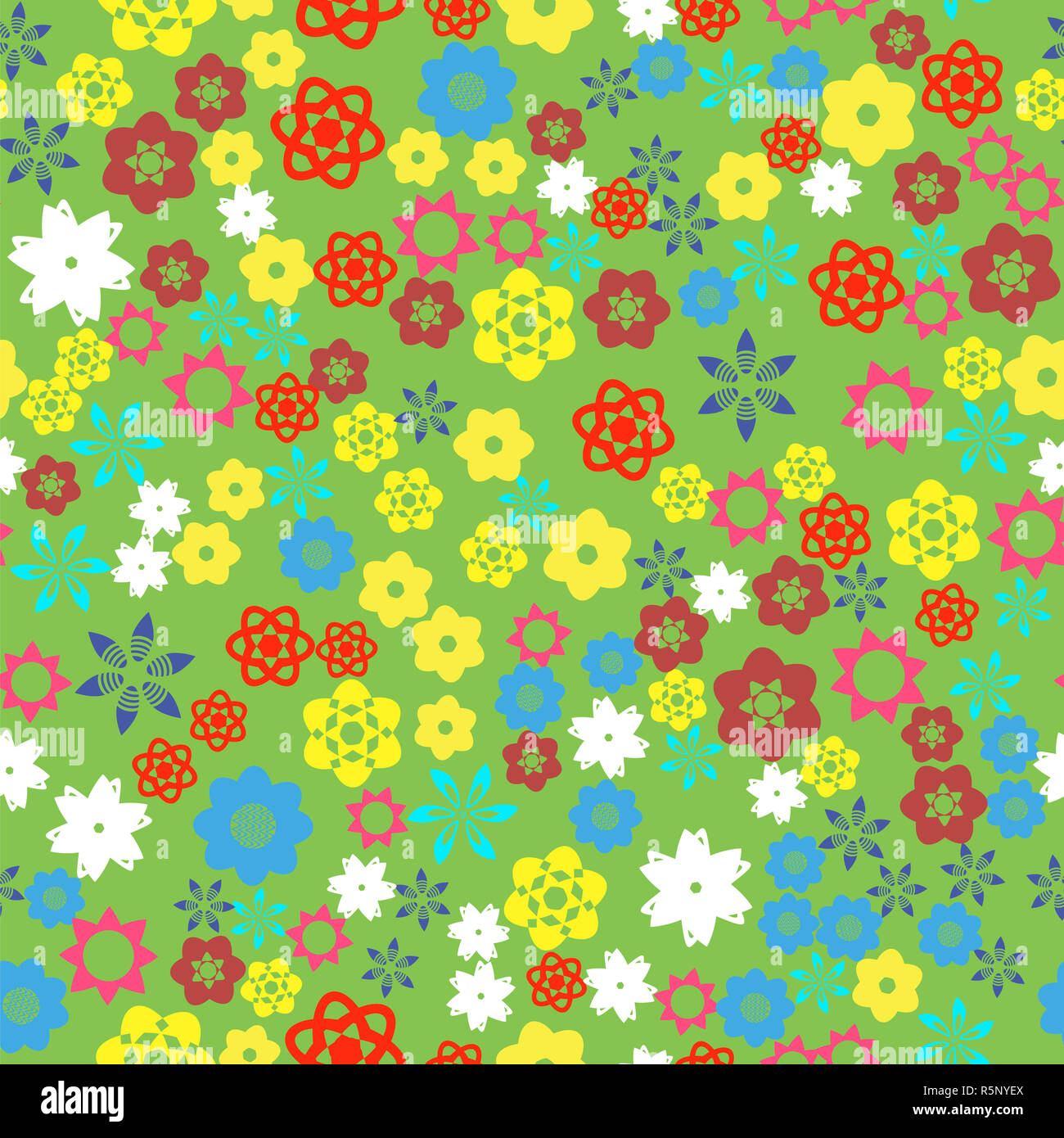 Spring Colored Flower Seamless Pattern Stock Photo - Alamy