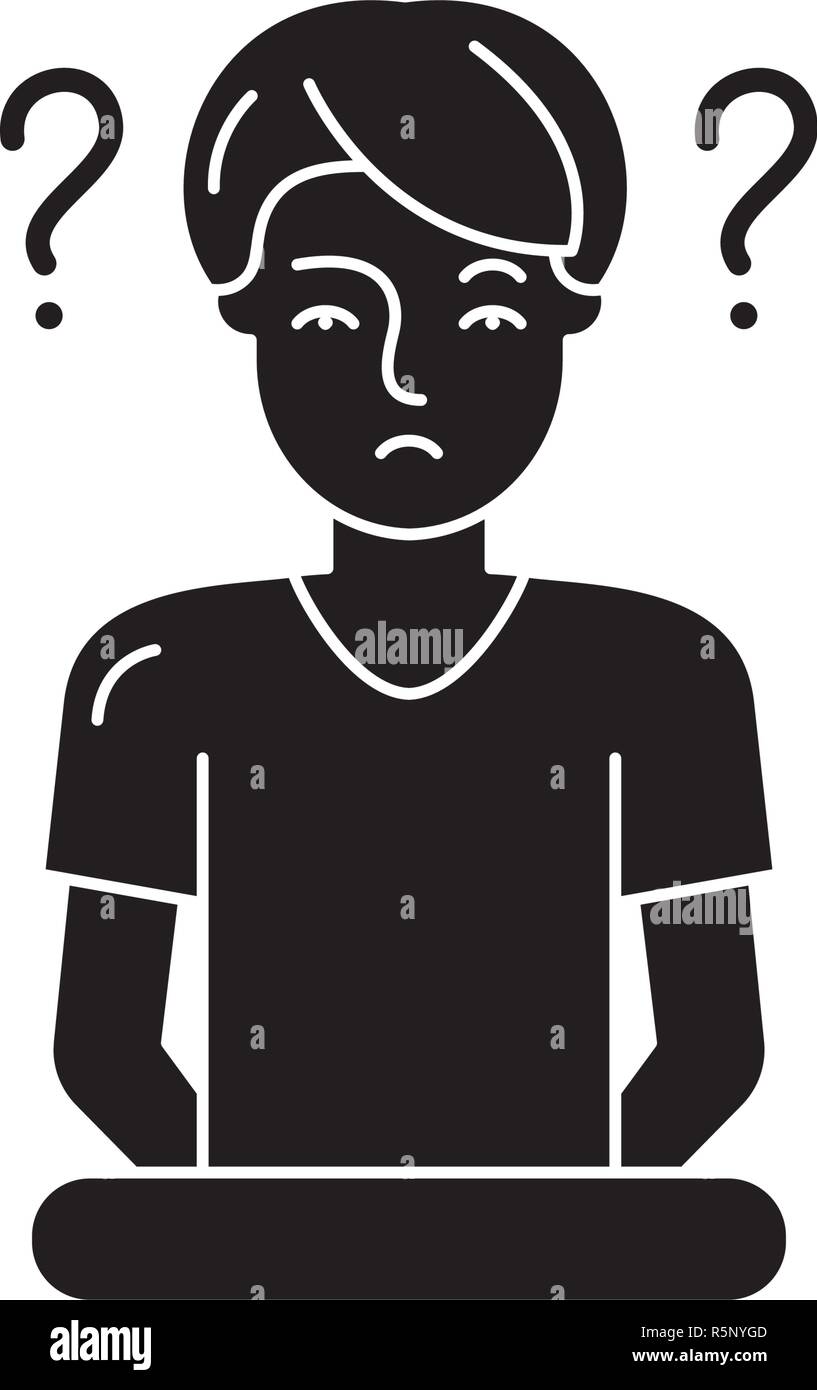 Confusion black icon, vector sign on isolated background. Confusion ...