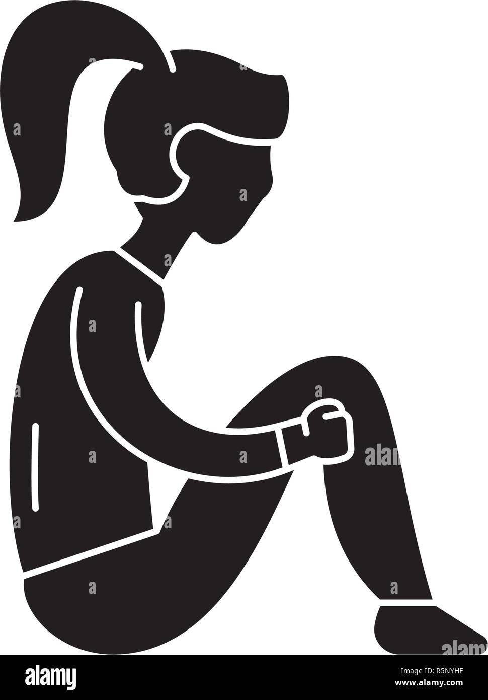 Sadness black icon, vector sign on isolated background. Sadness concept ...