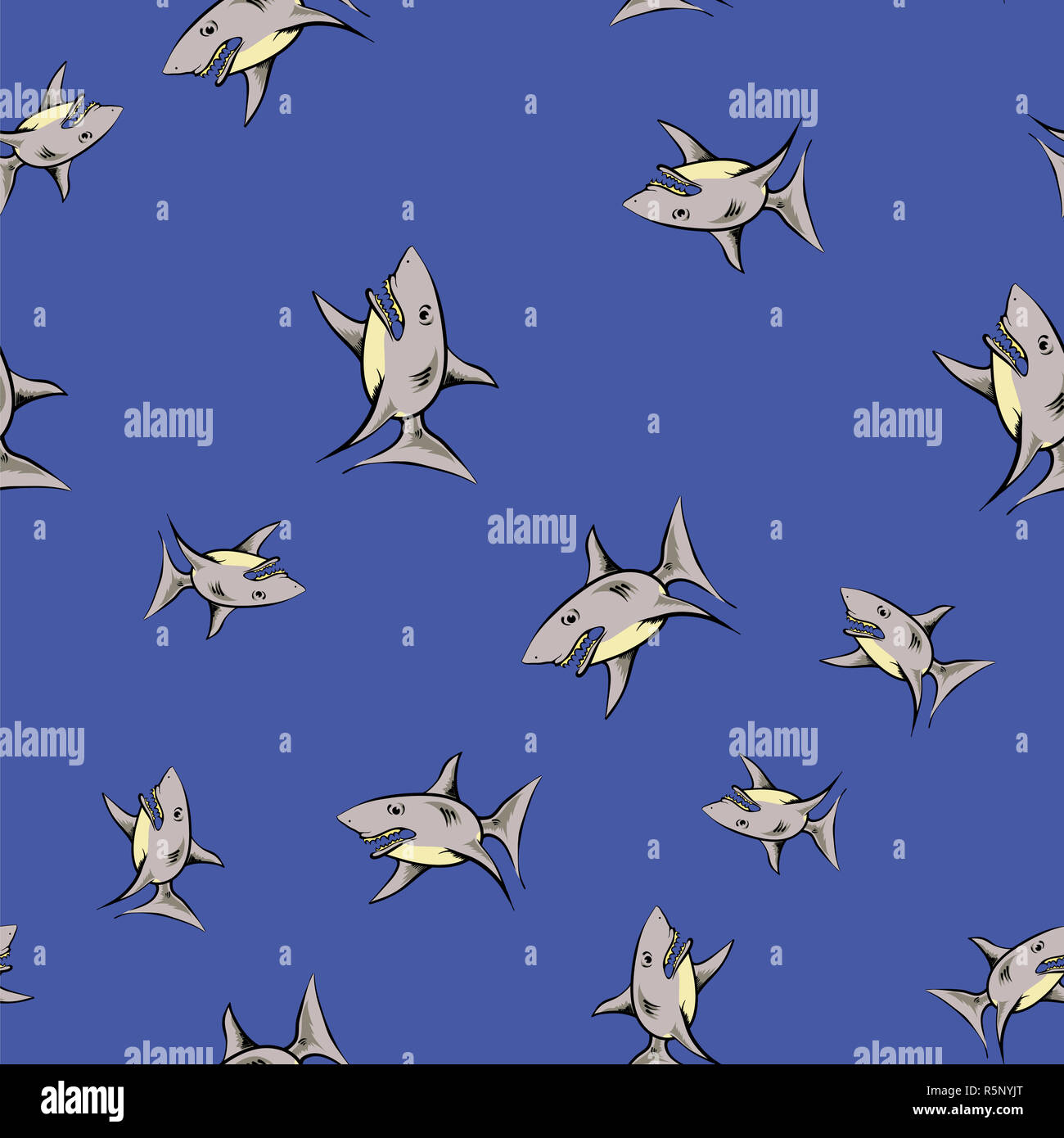 Shark Fish Seamless Pattern Stock Photo - Alamy