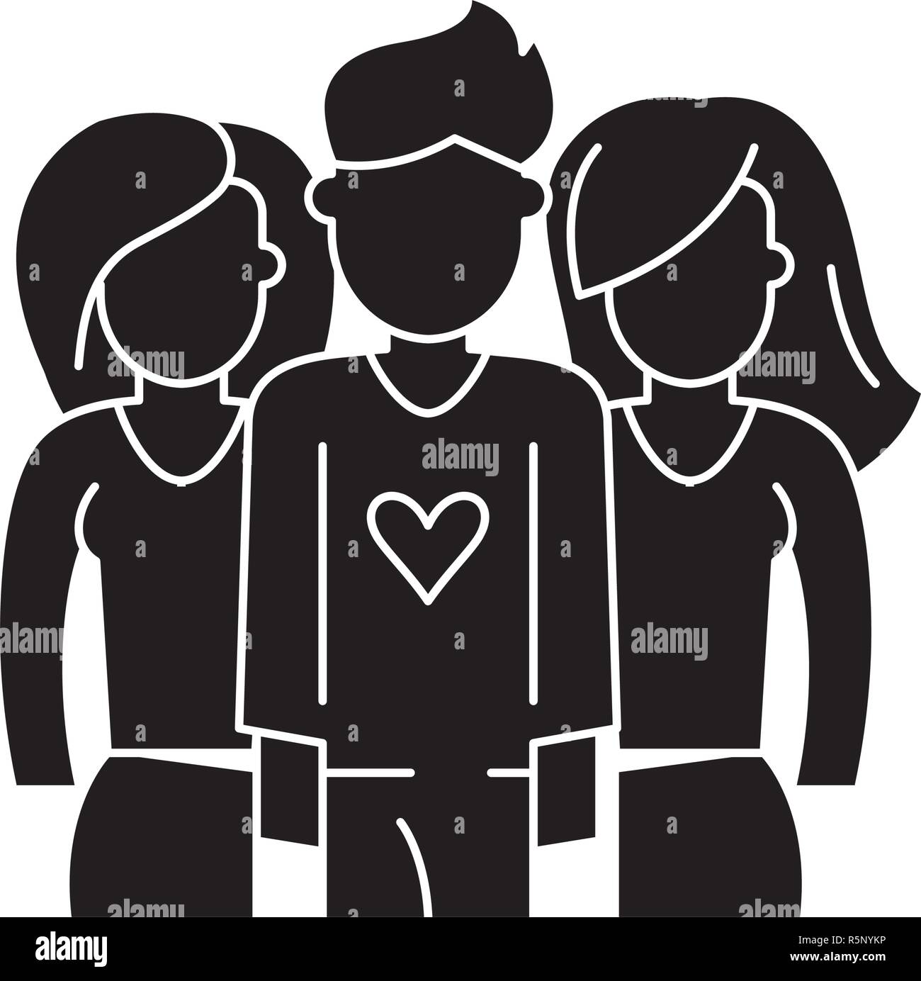 Support team black icon, vector sign on isolated background. Support ...